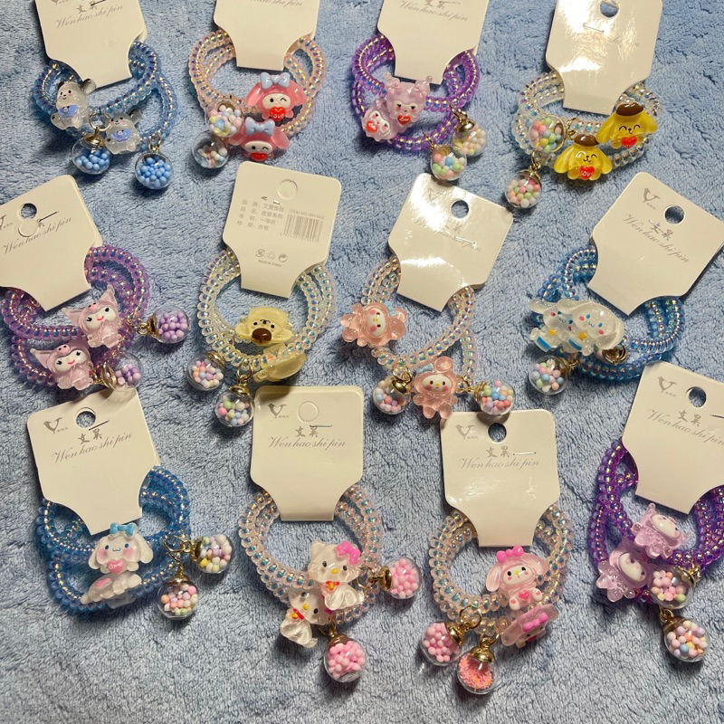 Holographic Cartoon Hair Band Mixed Patterns 1 Dozen 12 Pairs | Shopee ...