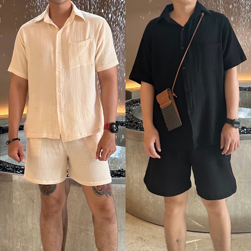 Boy set Minimalist 2 Layers Of Salu Fabric No Iron Required. | Shopee ...