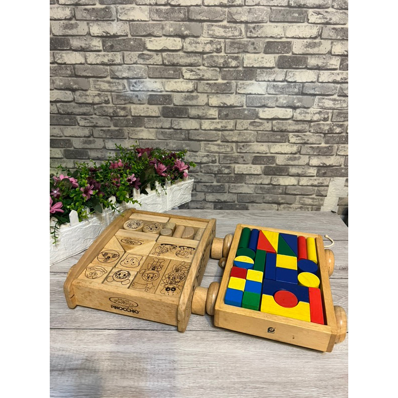 Wooden Stackable Blocks Enhance Development With Buckets Of Wheels For ...
