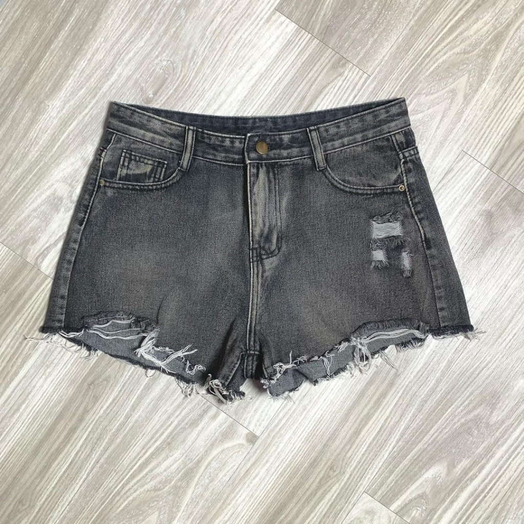 Washed Black Ripped Jeans Shorts (2nd Hand) | Shopee Philippines