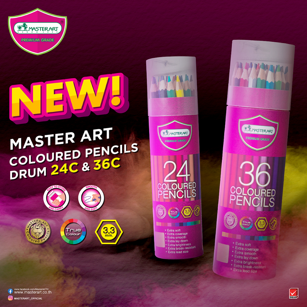 Master Art Coloured Pencil 24 Colour/36 Colours Cylinder | Shopee ...