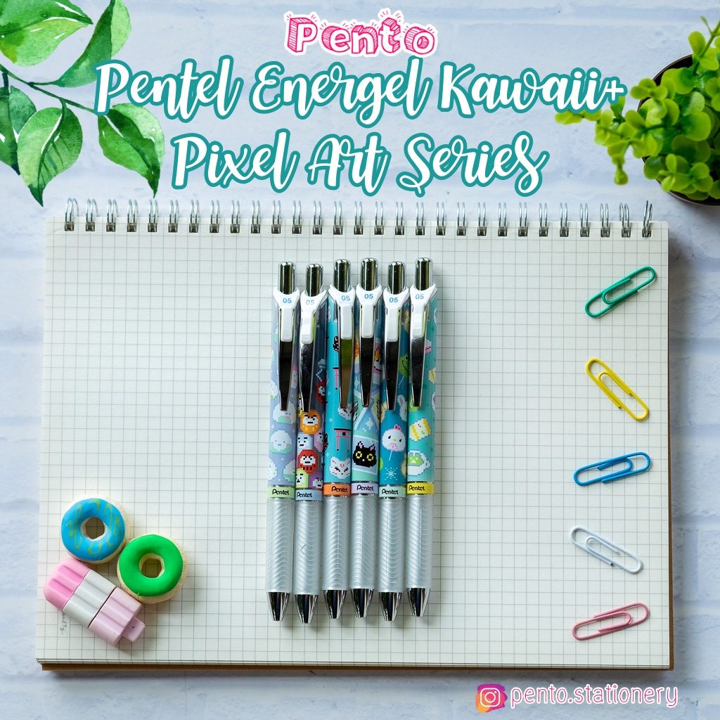 Pento Gel Pen Pentel Energel Kawaii+ Pixel Art Series | Shopee Philippines