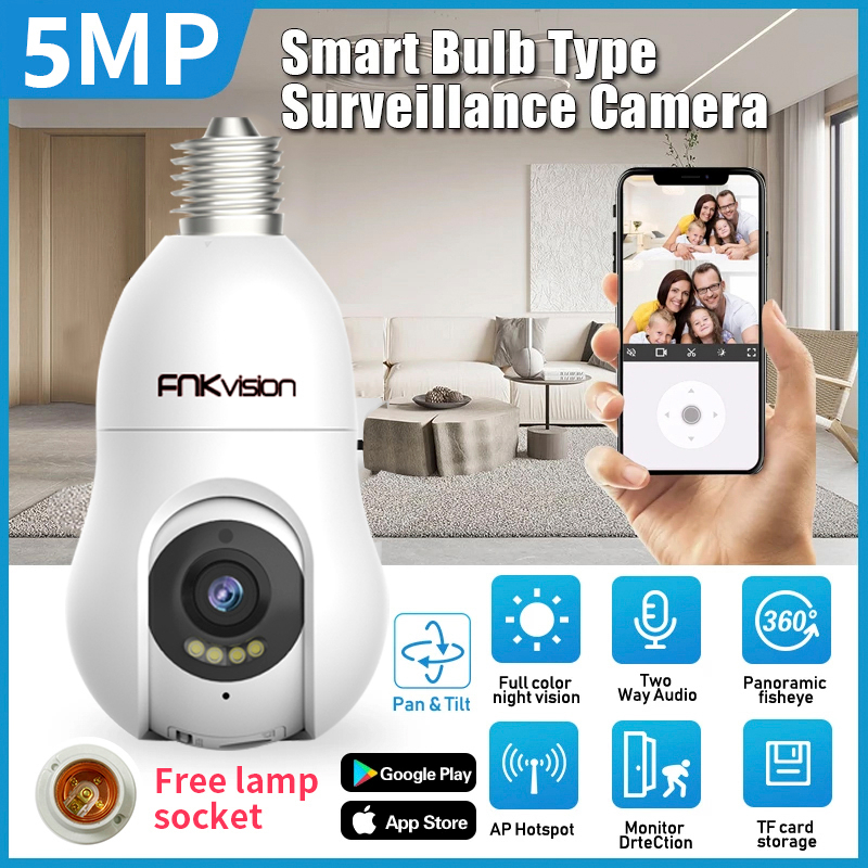 FNKvision Cctv Camera Light Bulb Wireless 4 Million WIFI Full HD 4MP ...