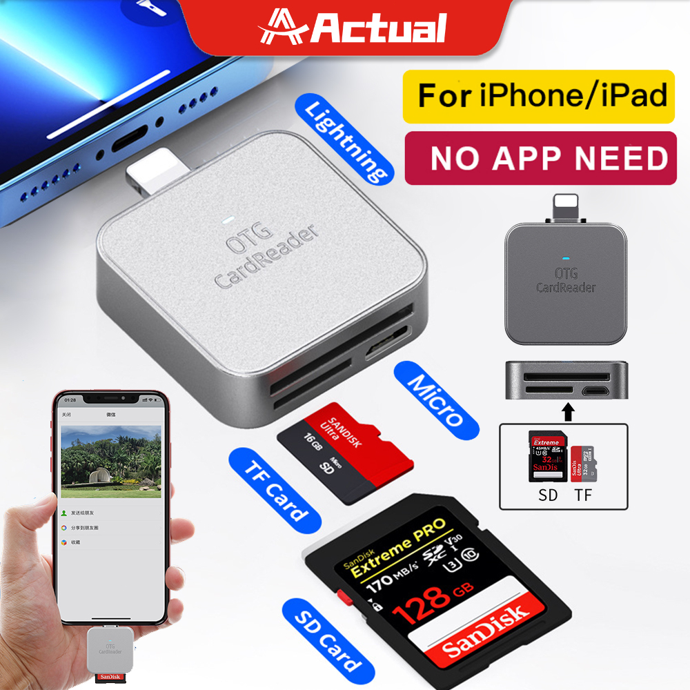 Actual Card Reader SD/TF For iPhone/iPad iOS13 And Above Systems Plug ...