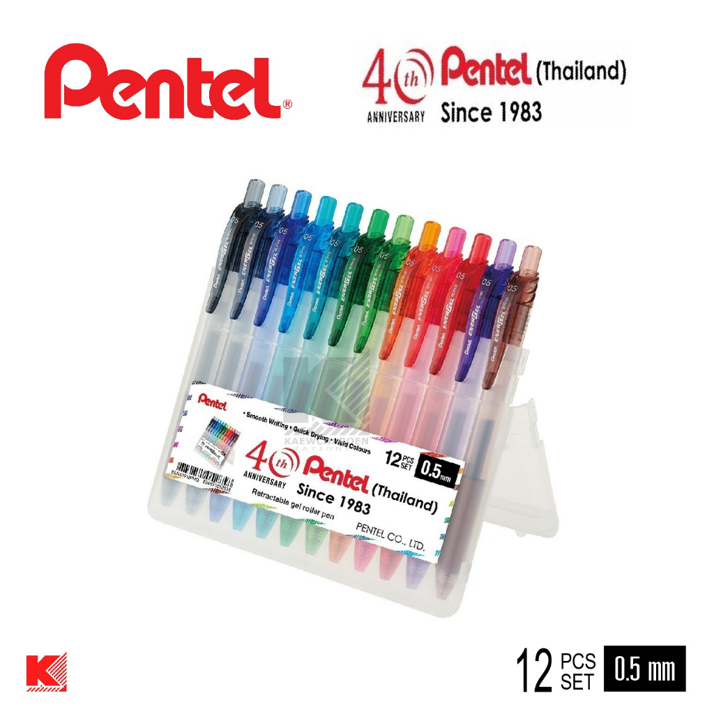 Pentel EnerGel-X BLN105 Gel Pen 12 Colors Set With Standable Box ...