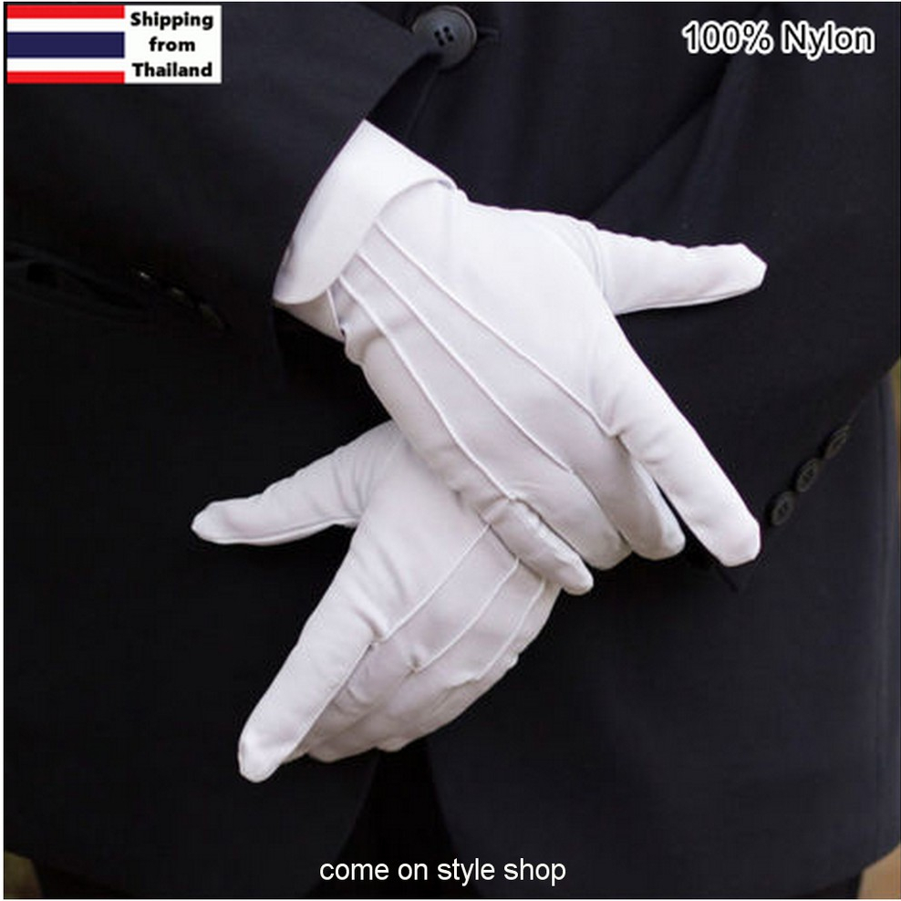 White Cloth Gloves formal Event Nylon1 Dance Sheer Sport Show Cosplay ...