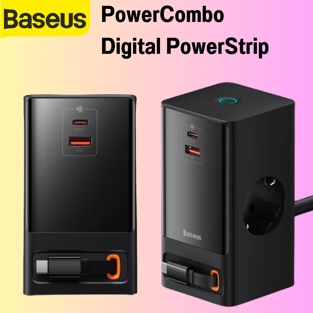 Baseus Digital Power Strip Adapter Combo 3AC+1U+1C+ Retractable-C 65W ...