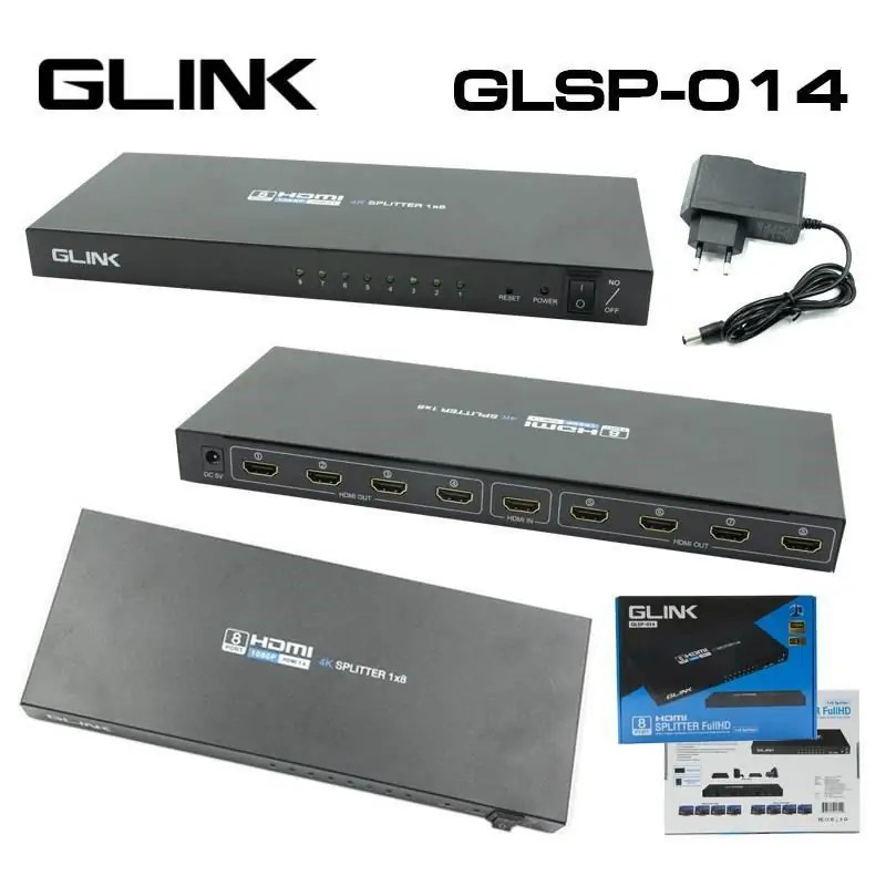 HDMI Display SPLITTER Box GLINK GLSP-014 (Split 1 In 8 Signal) 1X8 Port ...