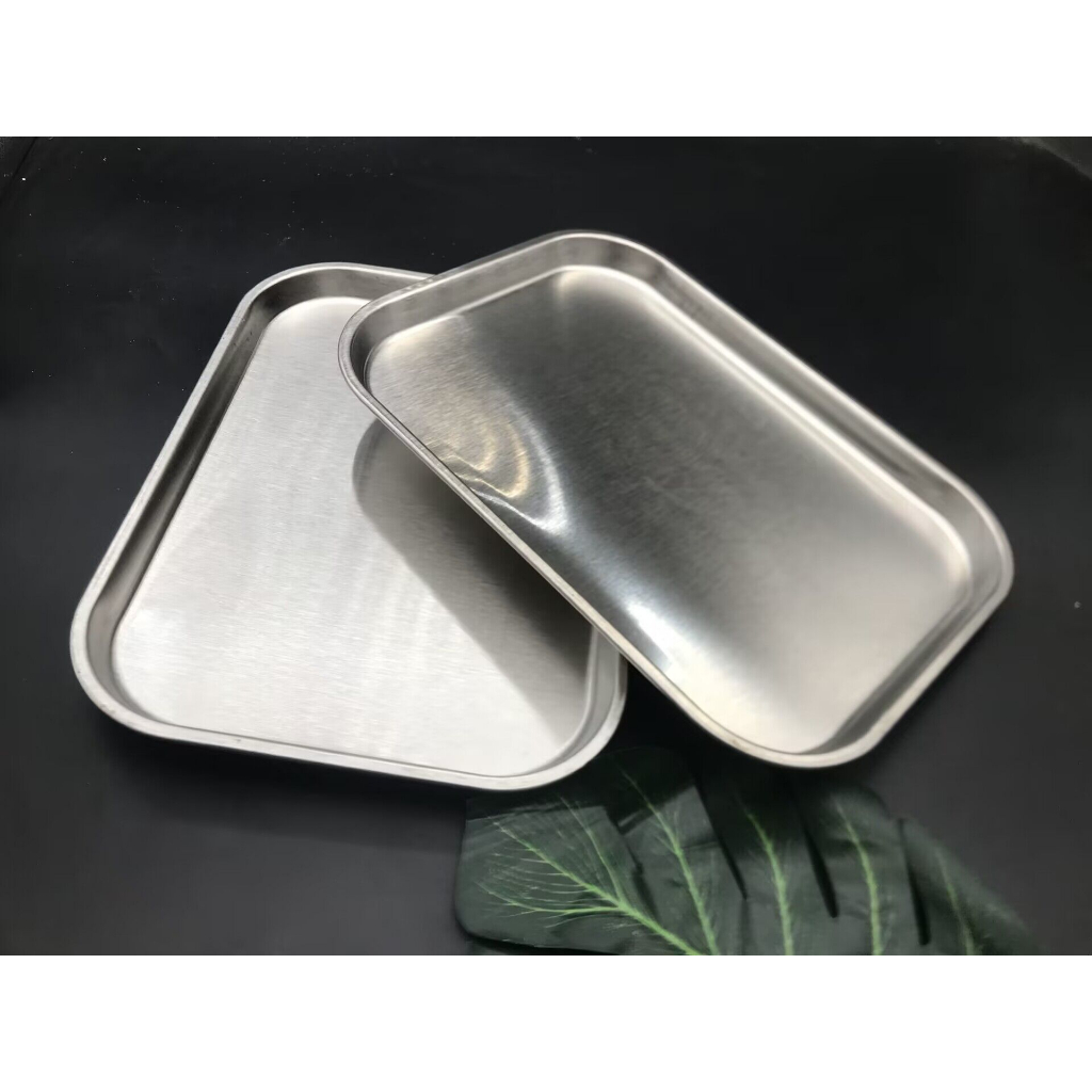 Stainless Steel Square Tray Food Shallow Bottom 2cm Pantry Size 21*29 ...