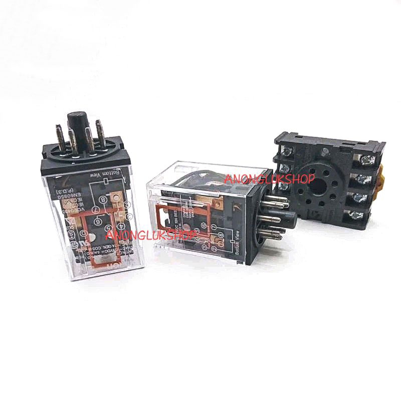 1 Unit MK2P-I 12VDC 12VAC 24VDC 24VAC 110VAC 220VAC PF083A (Base) Relay ...