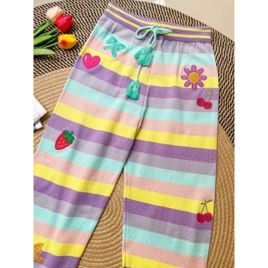 Pastel Color Pants Detail Embroidery. | Shopee Philippines