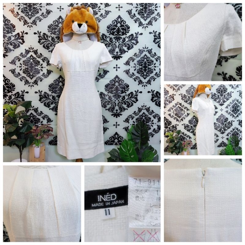 INDE Dress made in japan Vintage Style Polite Work Wear White Off-White ...