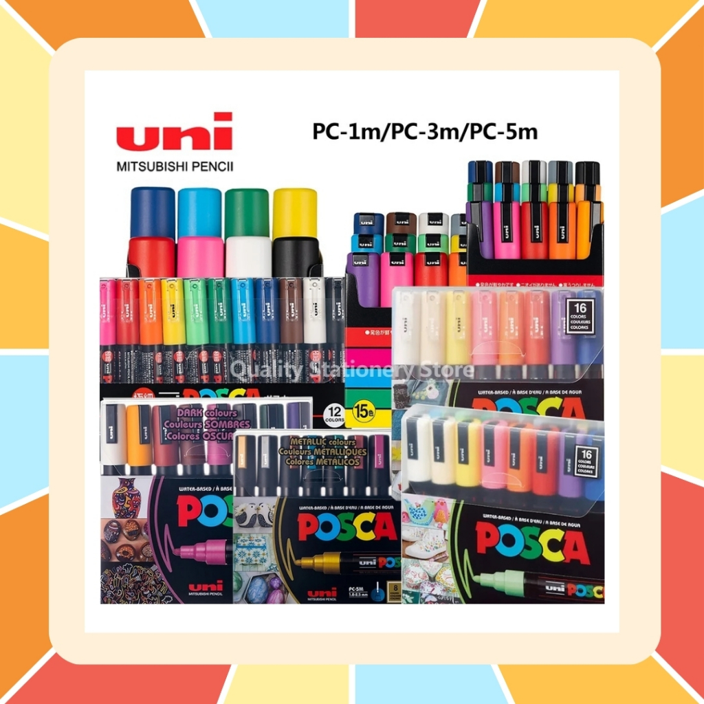 Uni posca PC-1M PC-1MR PC-3M PC-5M PACK 8/16 | Shopee Philippines