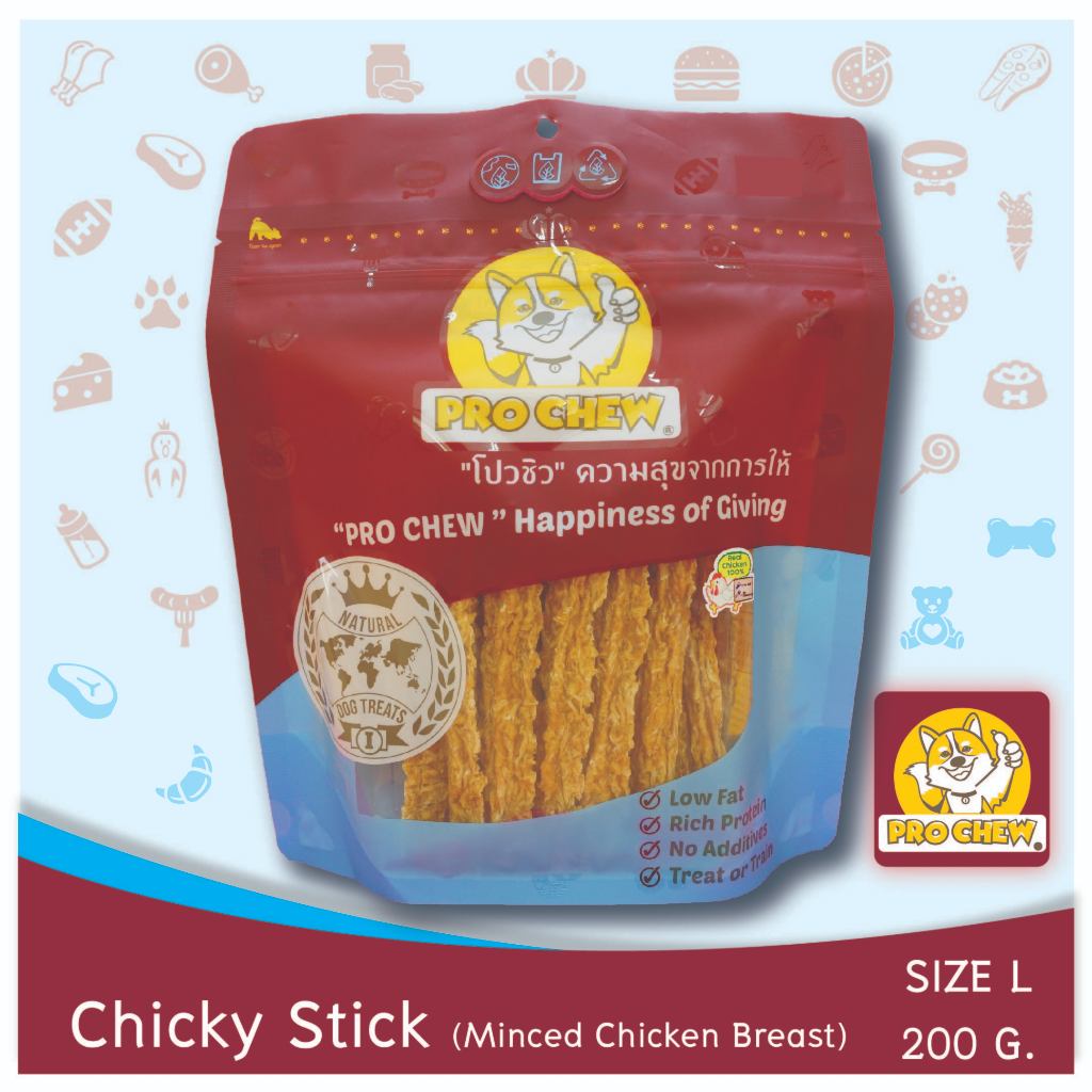 PRO CHEW Chicky Stick 200g Po Chicken (Crispy Stick) Size L-200 G. Dog ...