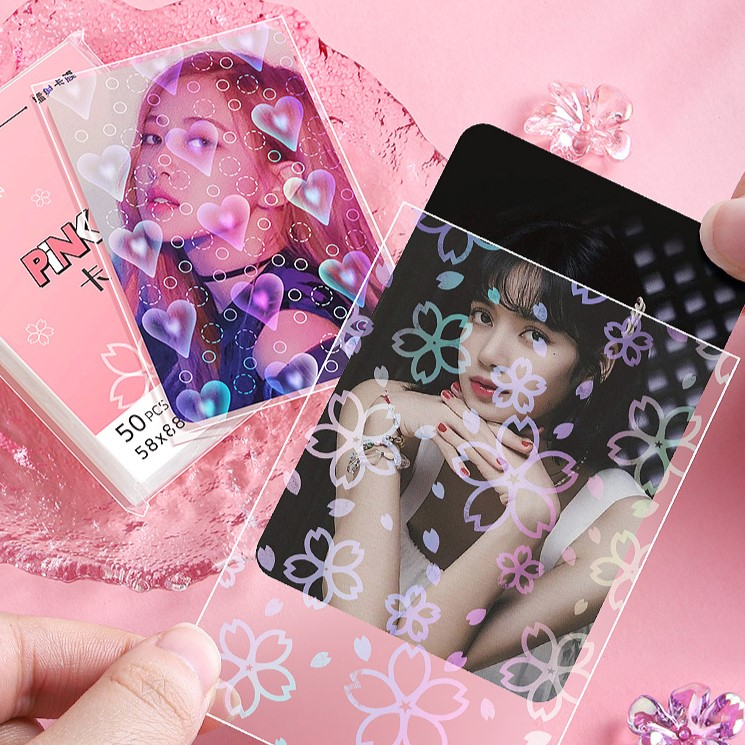 PiNK U card Holder Hologram Envelope Scratch Protection (50 Envelopes ...