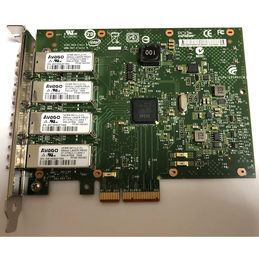 Intel Original I340-F4 Ethernet Quad Port 1Gb PCIe Fiber Adapter ...