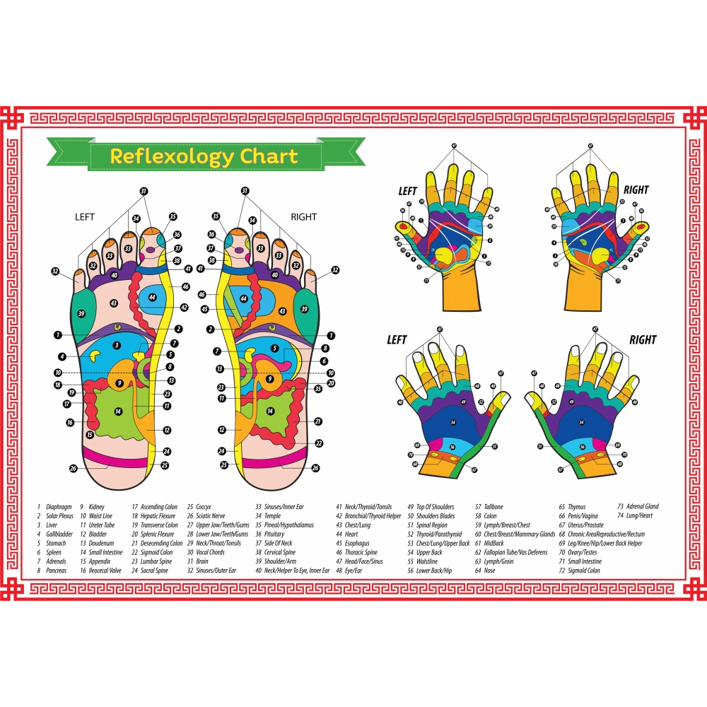 Hand Massage Chart Stickers Foot Various Position Points (Reflexology ...