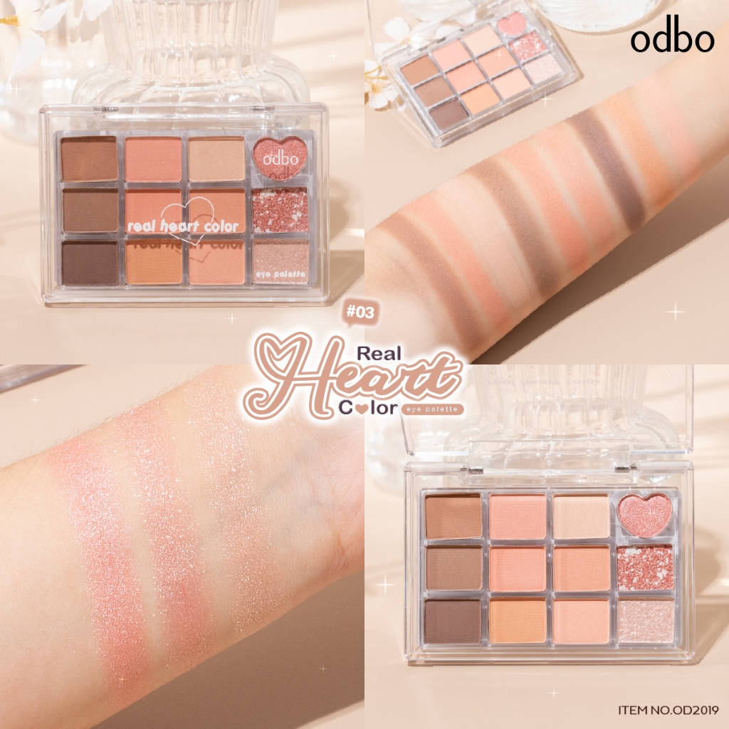 odbo Eyeshadow Palette 12 Colors Matte And Shimmer 8g OD2019 Real Heart Color Pallette | Shopee ...