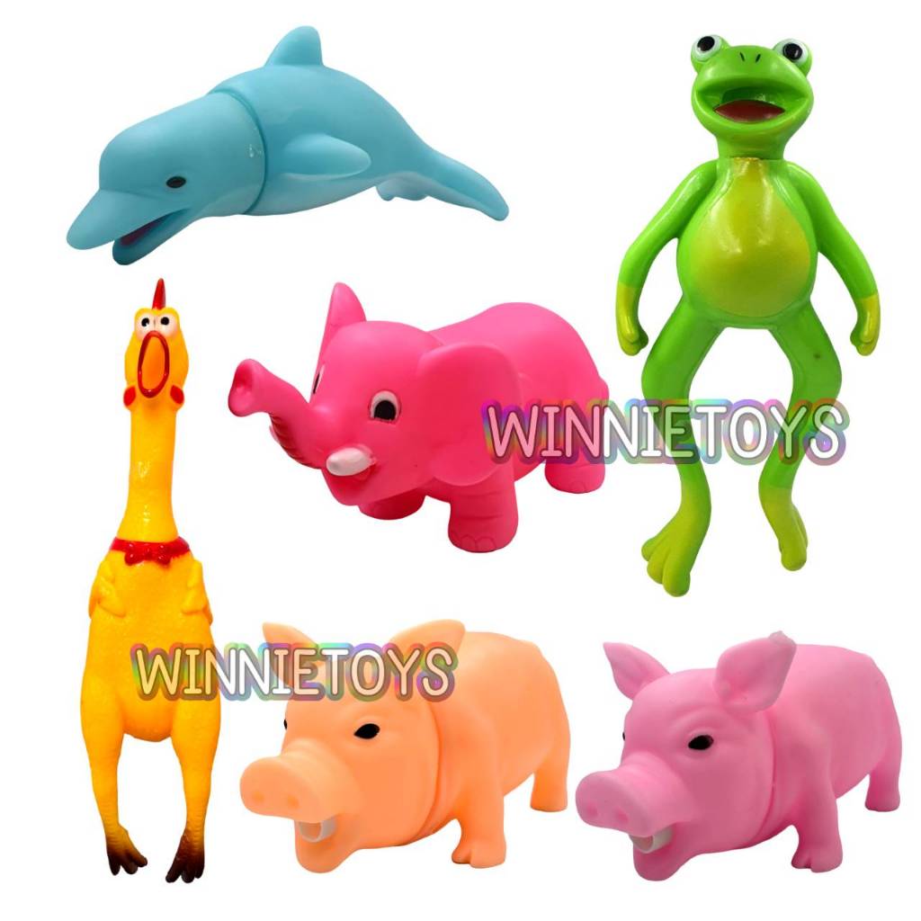 Animal Combination Toys Flexible Plastic Dolls Chicken Pig Frog Dolphin ...
