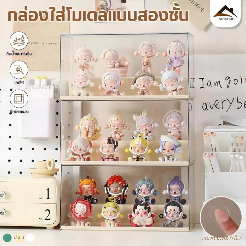 Clear Acrylic 2-Tier Display Cabinet Labubu Model Stand Figure Doll ...