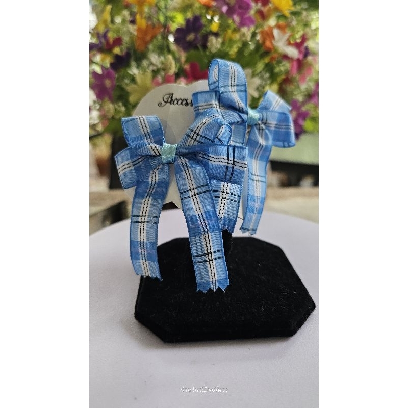 Plaid Student Bow New Pattern Blueberry Is A Hair Clip And Band ...