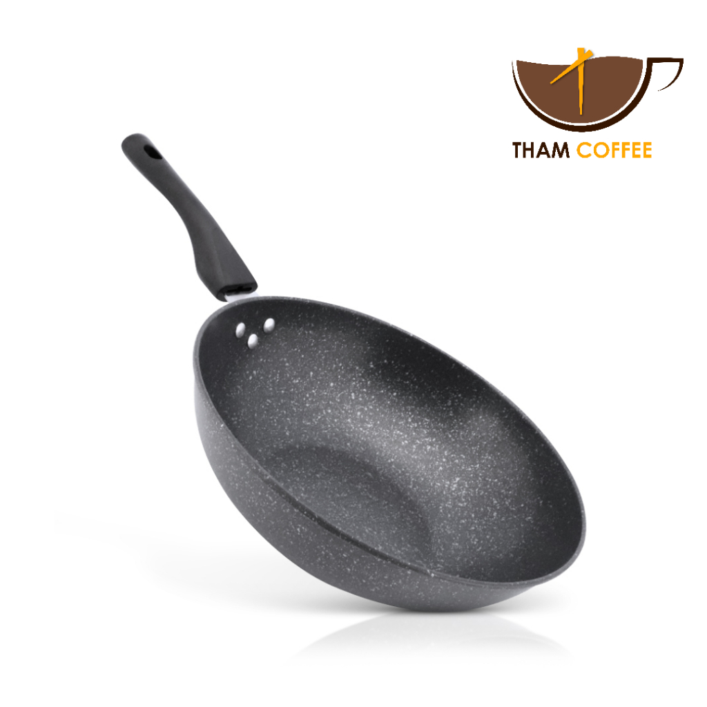 Deep Frying Pan Shape Size 32 Cm. Marble Coated Non-Stick Teflon Used ...