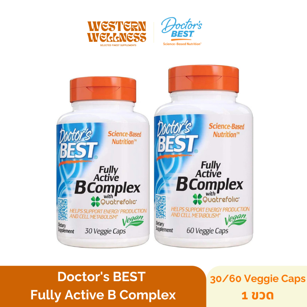 Doctor's Best-Fully Active B Complex with Quatrefolic (30 Veggie Caps ...