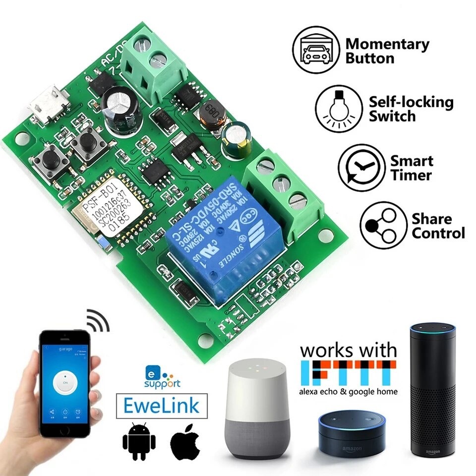 EWeLink Smart Home Wifi Wireless Module Switch 1ch DC5V 12V 24V 32V ...