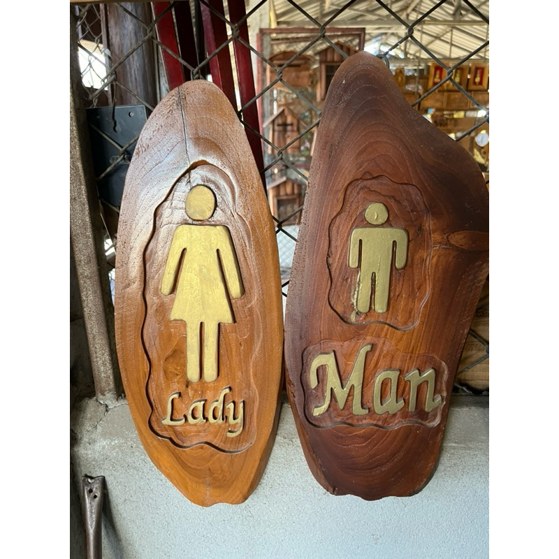 Teak Wood Toilet Sign Carved Sheep Male Female Man Lady | Shopee ...