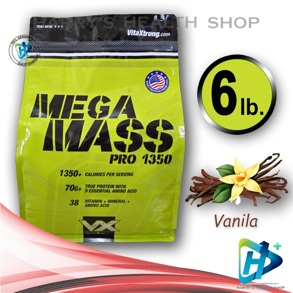 MEGA MASS GAINER Whey Protein Weight Gain + Muscle Vanila 6 Lbs ...