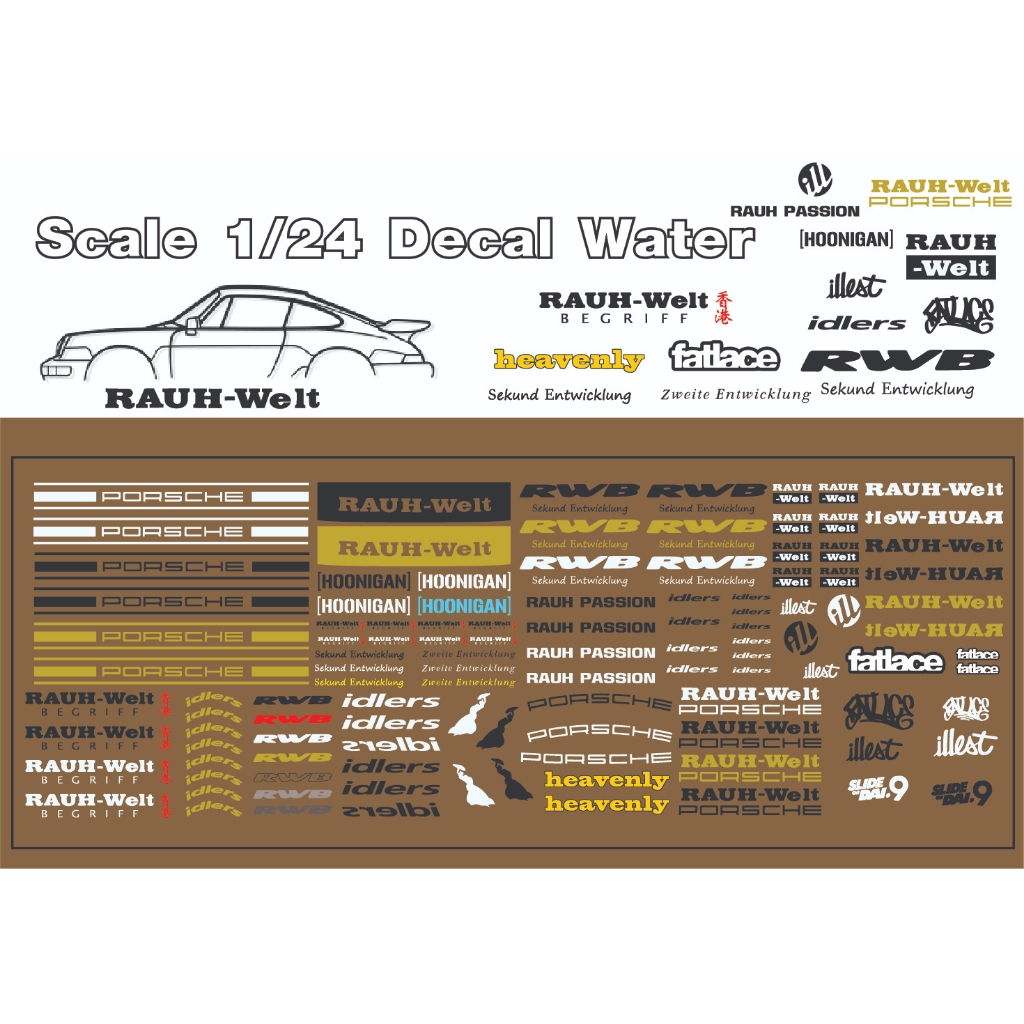 1/24 Decal PORSCHE RAUH-Welt RWB LB water slide | Shopee Philippines