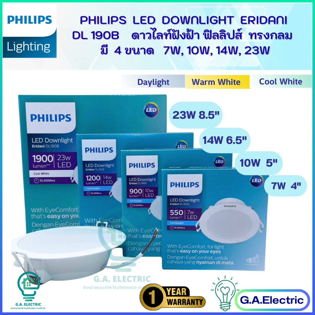 Philips Downlight Phillips Panel LED Eridani Model Round Face 3.5w 7w ...
