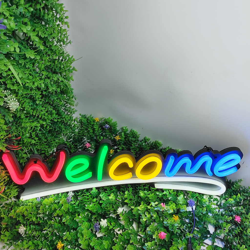 Led Light Sign welcome Shop Running Neon Color Size 60x20cm | Shopee ...