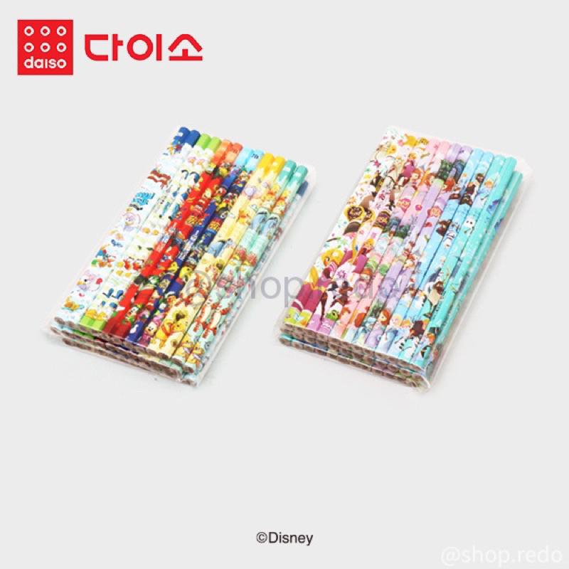Daiso Disney 2B Pencil Pack 2B Of 12 Cartoon Patterns From Korea ...