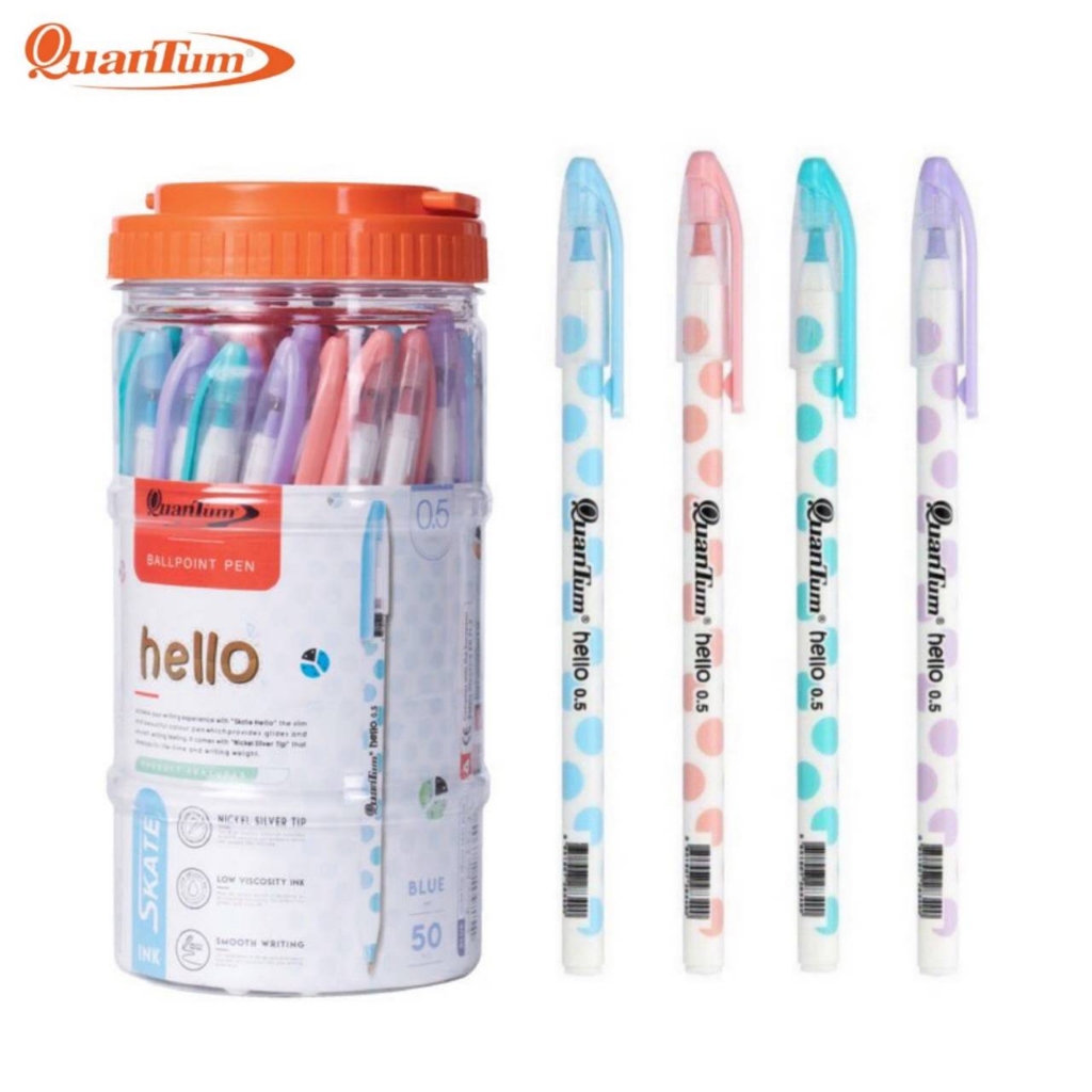 Quantum HELLO 0.5 Ballpoint Blue Ink Ball Pen (50 Pcs) | Shopee Philippines