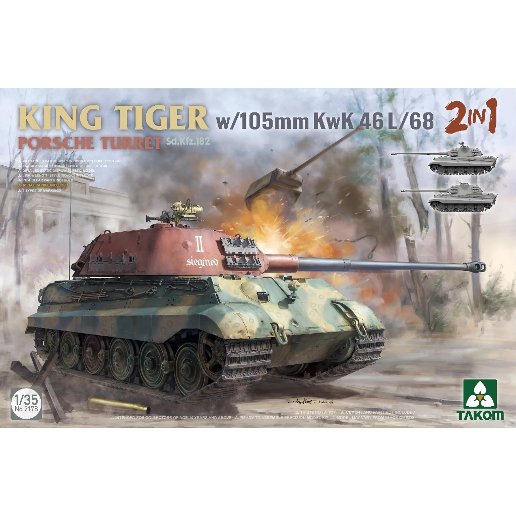 Plastic Model Assembly TAKOM Scale 1/35 Sd.Kfz.182 King Tiger Porsche ...