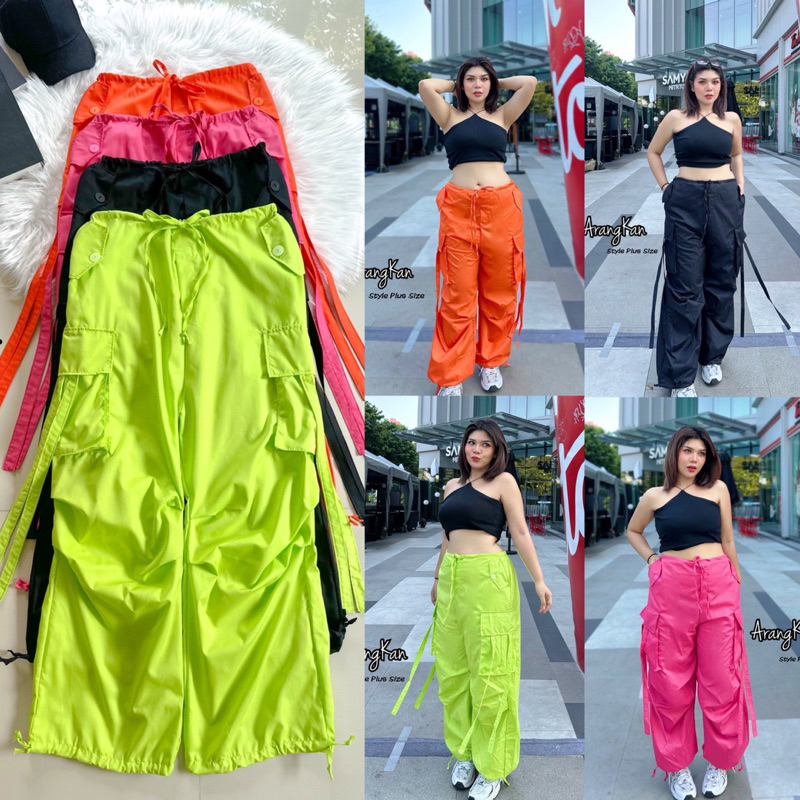 Neon Color Cargo Pants (Neon Side Strap) Trousers Waist 34-46 Inches ...