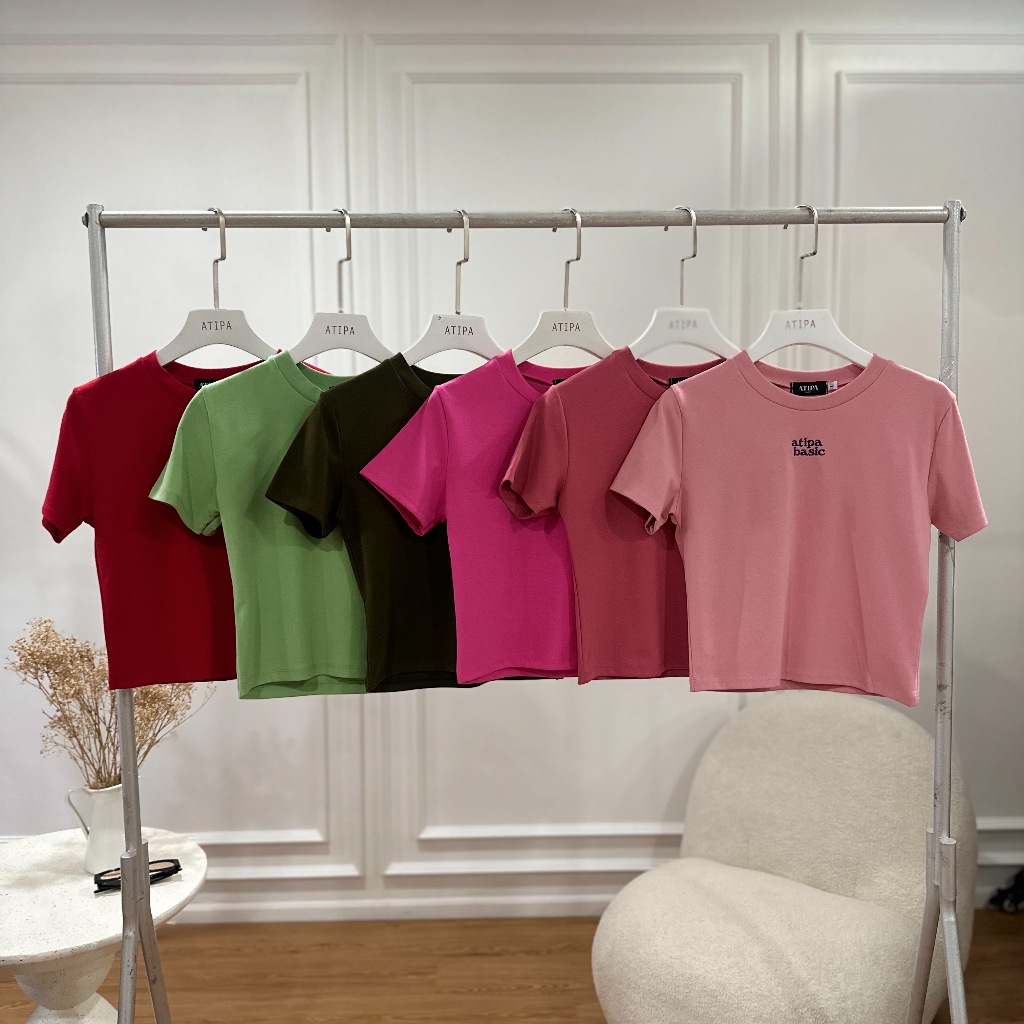 Atipashop-ATIPA BASIC Embroidered Round Neck Short Sleeve T-Shirt ...