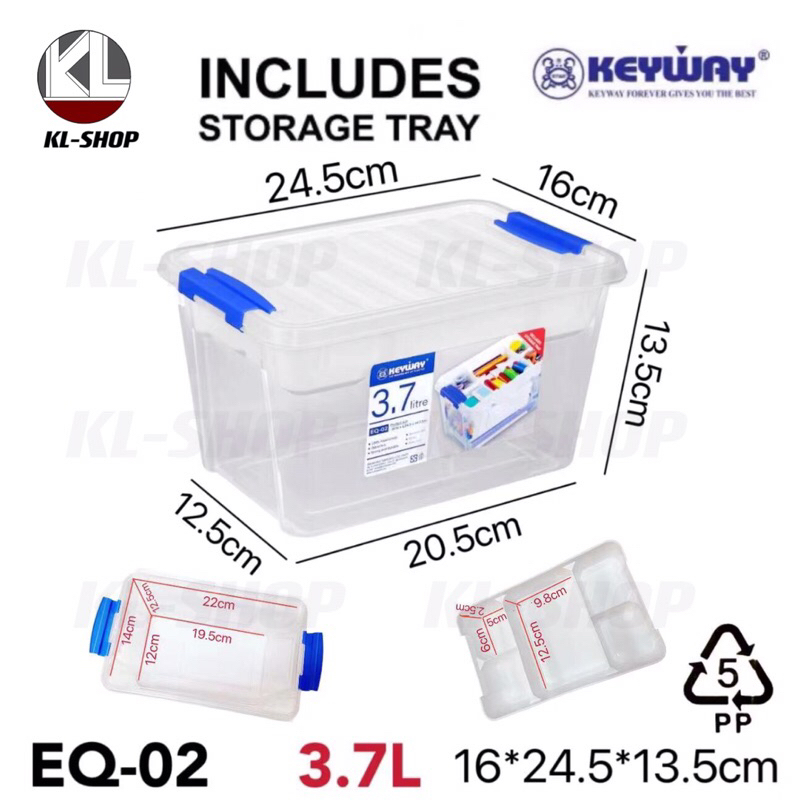 KEYWAY Multipurpose Box With Lock 2 Layers (1.7 3.7l) With Dividers ...