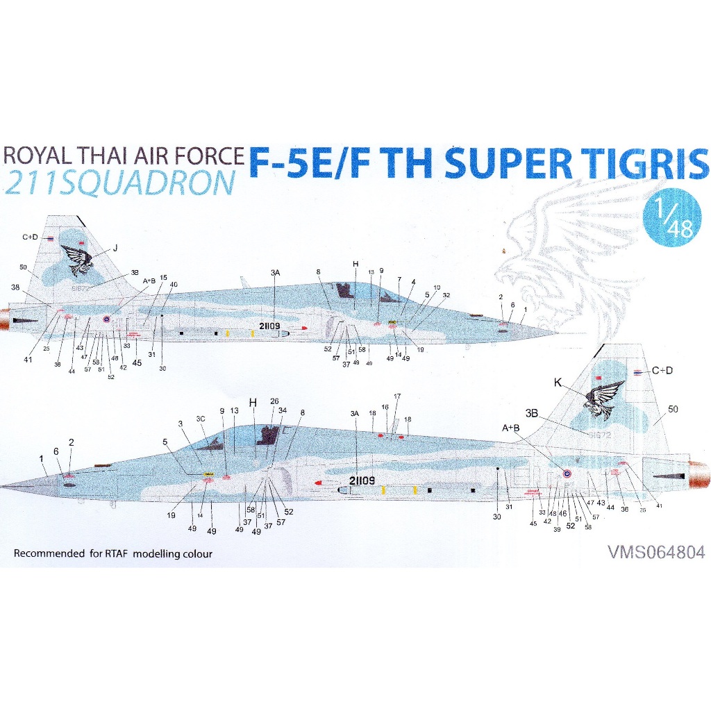 Water DECAL VEHA Scale 1/48 RTAF F-5E/F TH SUPER TIGRIS 211 Ron | Shopee Philippines
