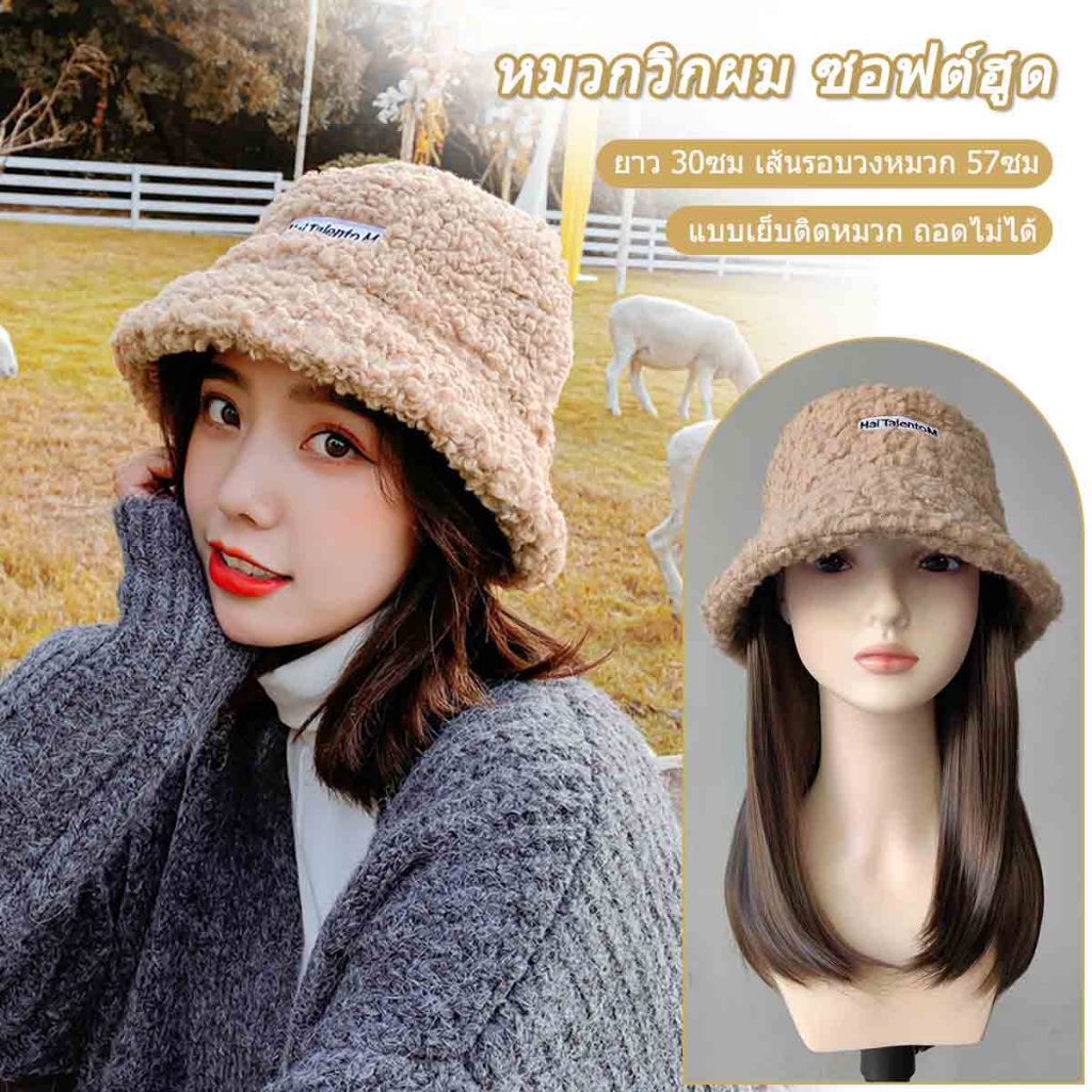 Khaki Short Wig Hat Cool Brown Straight Hair 30cm Shaggy Very Cute Non ...