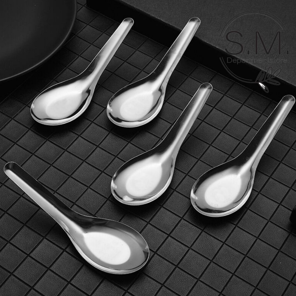 Sm.s.m.stainless Steel Short Spoon Thick No Rust Lift Pack | Shopee ...