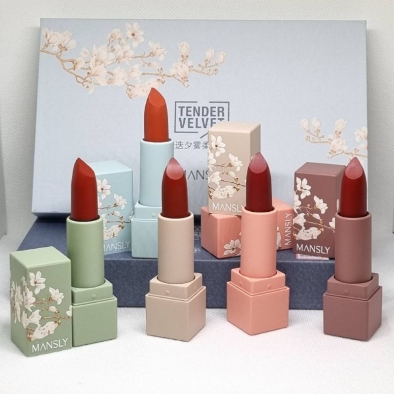 MANSLY 5 Stick Lipstick Set 3d Embossed Flower Pattern Semi-Matte ...