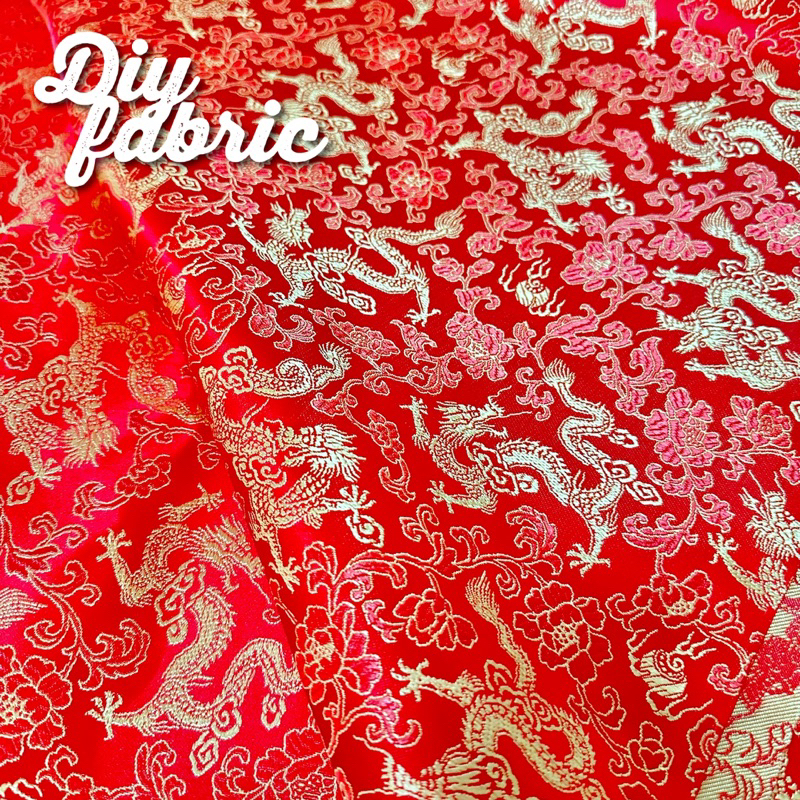 Chinese New Year Fabric Silk Crepe Pattern Satin Mei Flower Dragon 44 ...