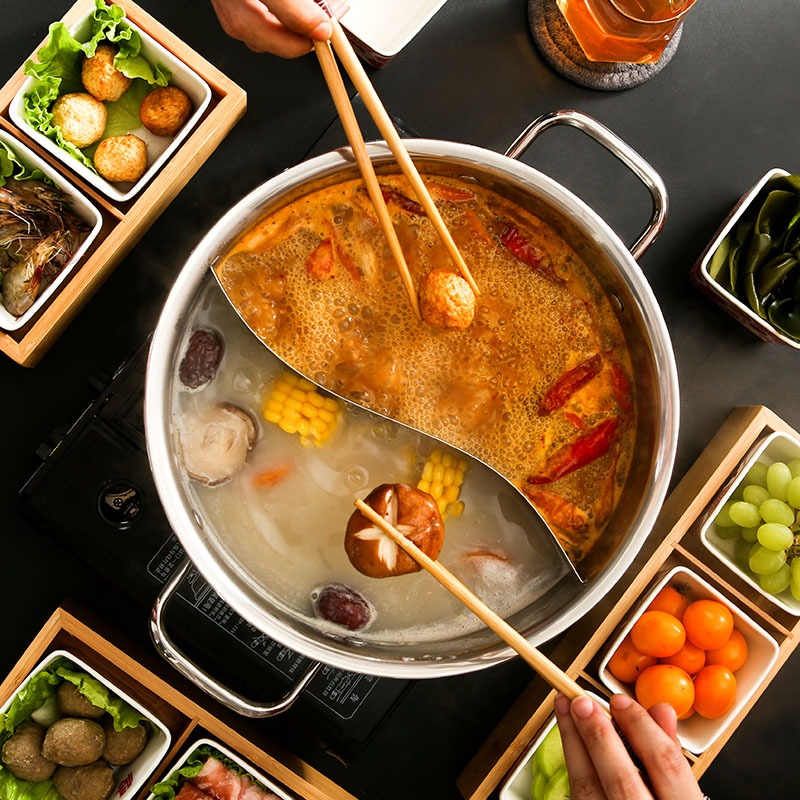 Meier Shabu Pot 2 Compartments With Glass Lid 28cm/32cm 2 Compartment ...