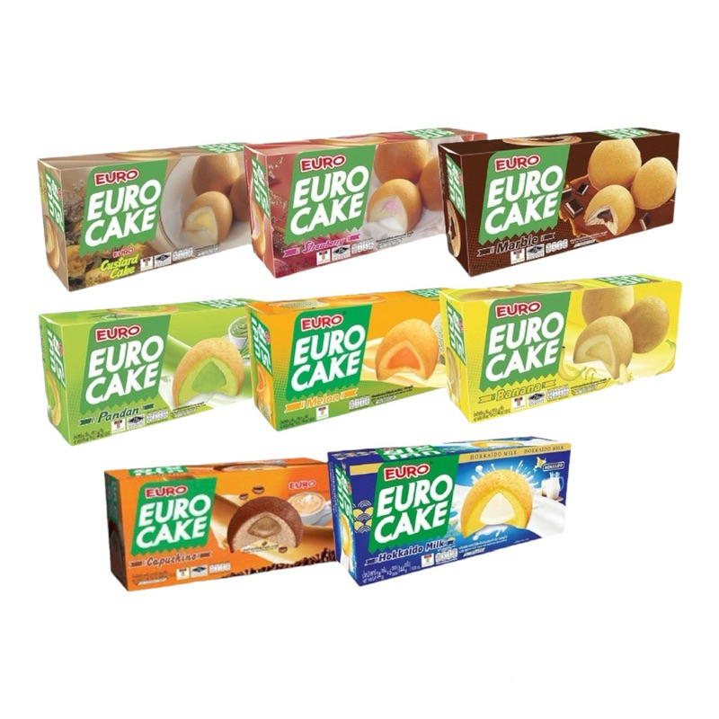 Euro Cake Custard 12 Packs Pandan Hokkaido Milk Chocolate Melon Banana ...