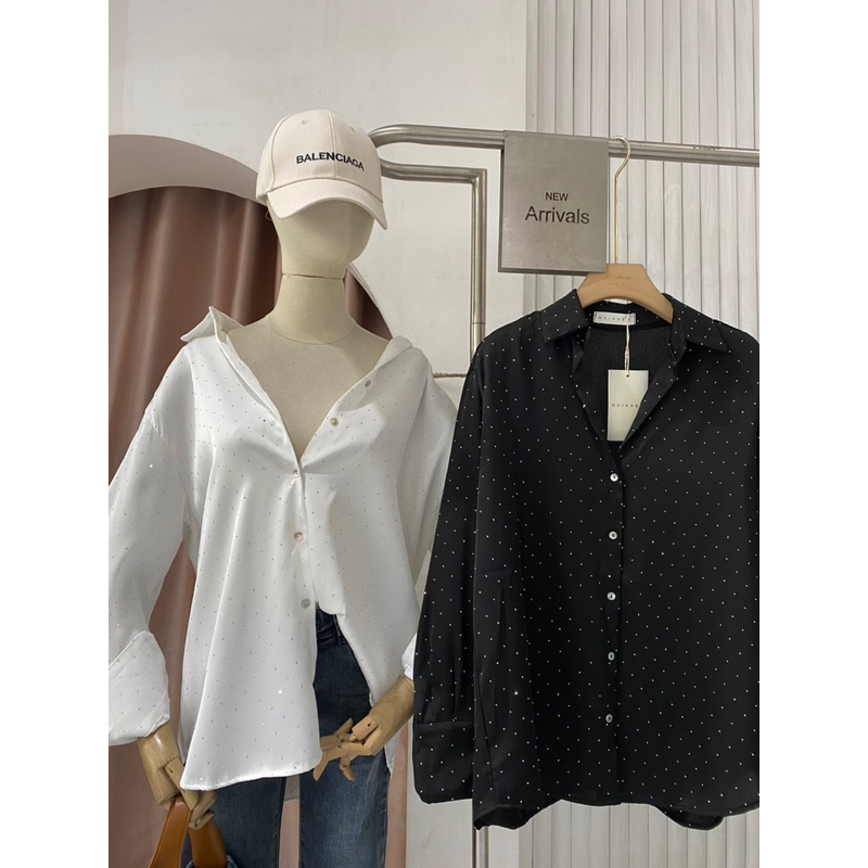 Sunny Luxury Label Work Elegant Style Diamond-Embedded Shirt ** There ...