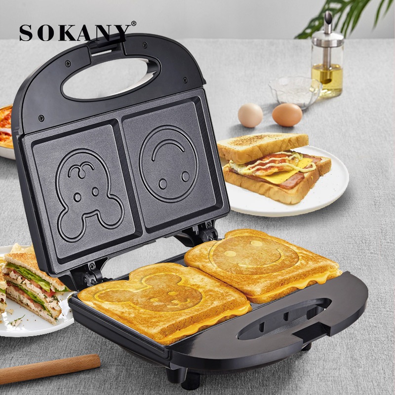 SOKANY 750W Sandwich Maker Toaster Bread Breakfast Machine | Shopee ...