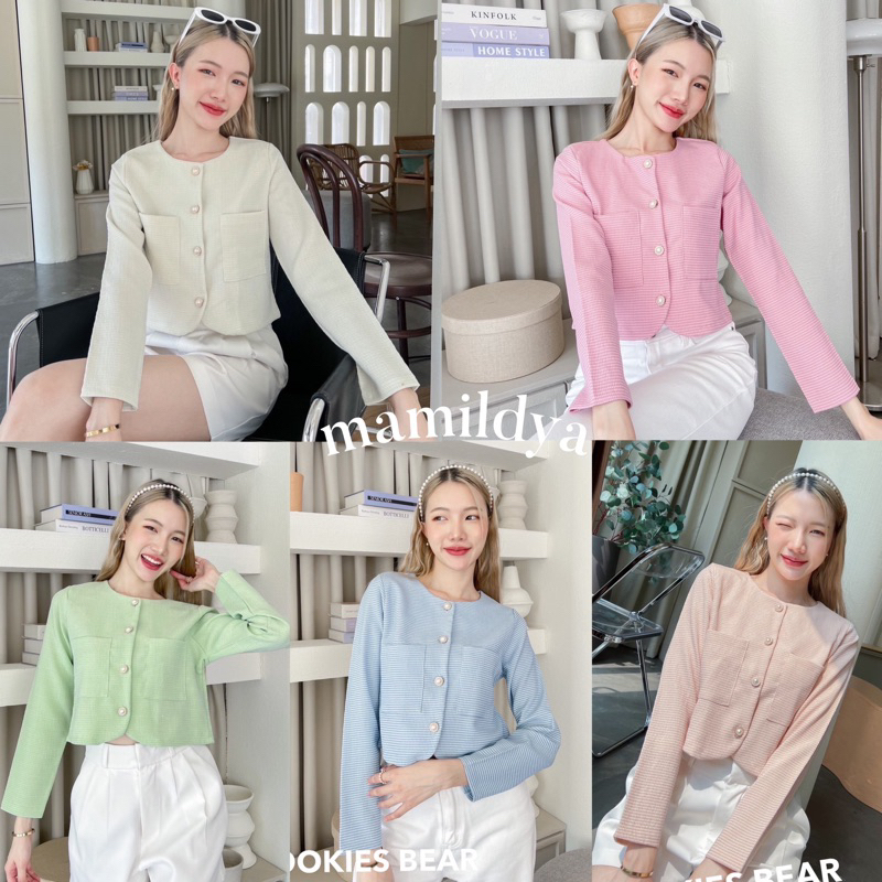 There Are Many Colors ️Long-Sleeved Shirt Tweed Fabric Pattern Round ...