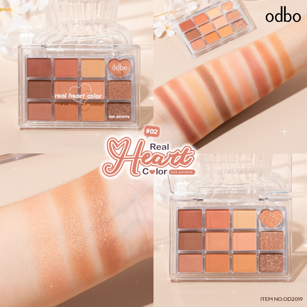 odbo Eyeshadow Palette 12 Colors Matte And Shimmer 8g OD2019 Real Heart Color Pallette | Shopee ...